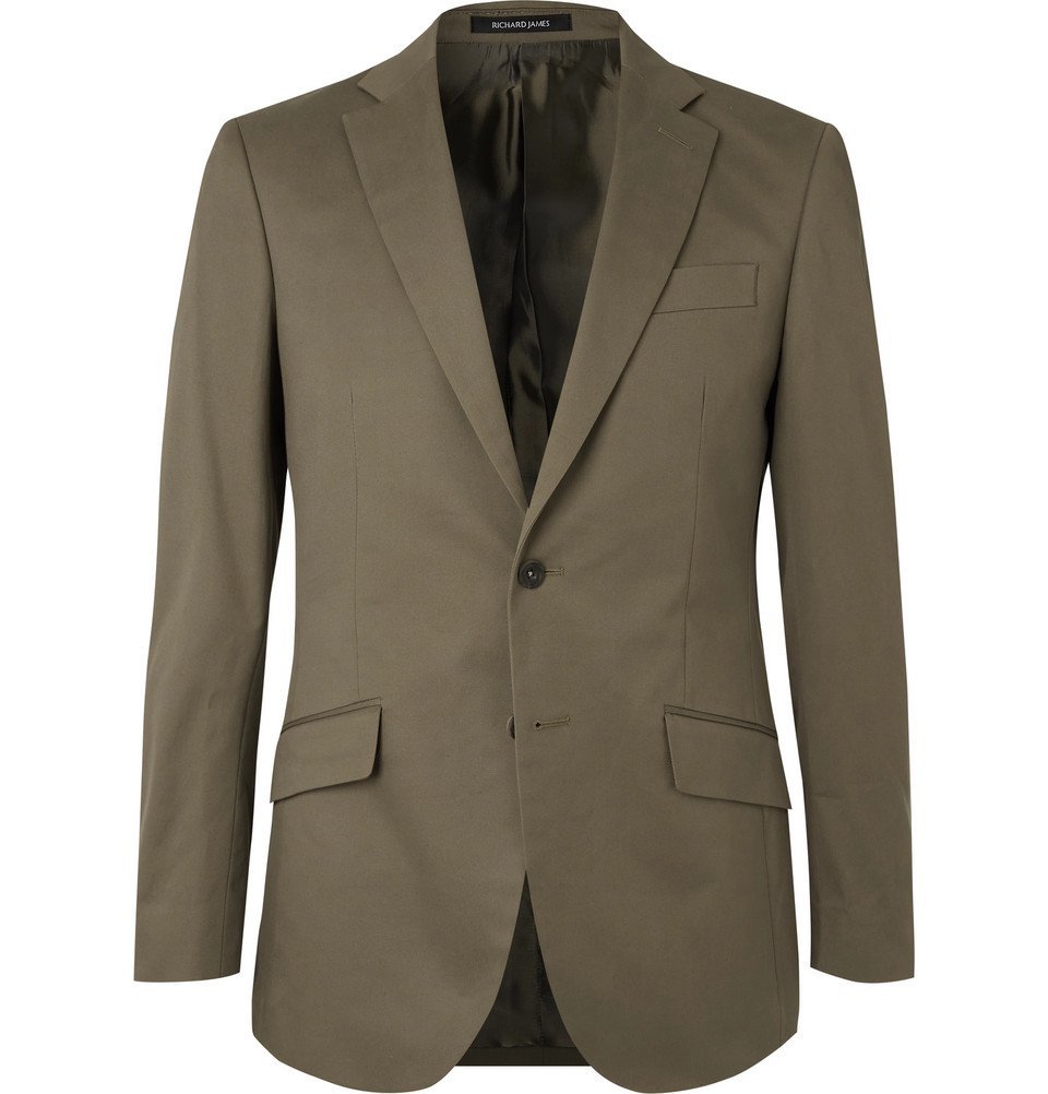 Richard James - Army-Green Stretch-Cotton Twill Suit Jacket - Green ...