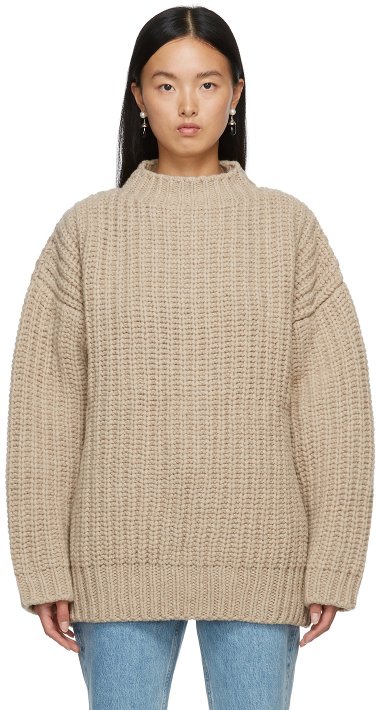 Baserange Beige Merino Wool Mea Sweater Baserange