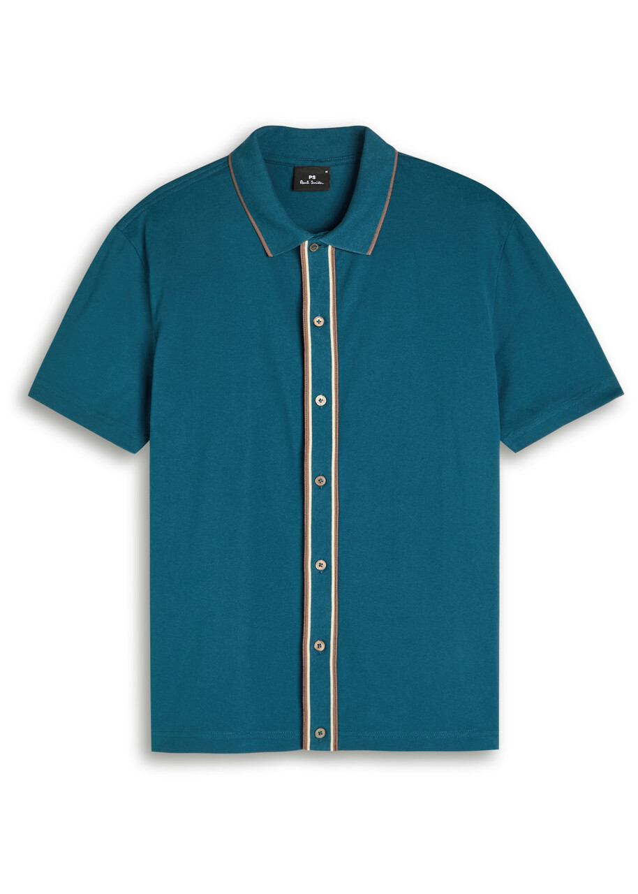 PS Paul Smith Stripe-trimmed Stretch-cotton Polo Shirt Blue PS by Paul ...
