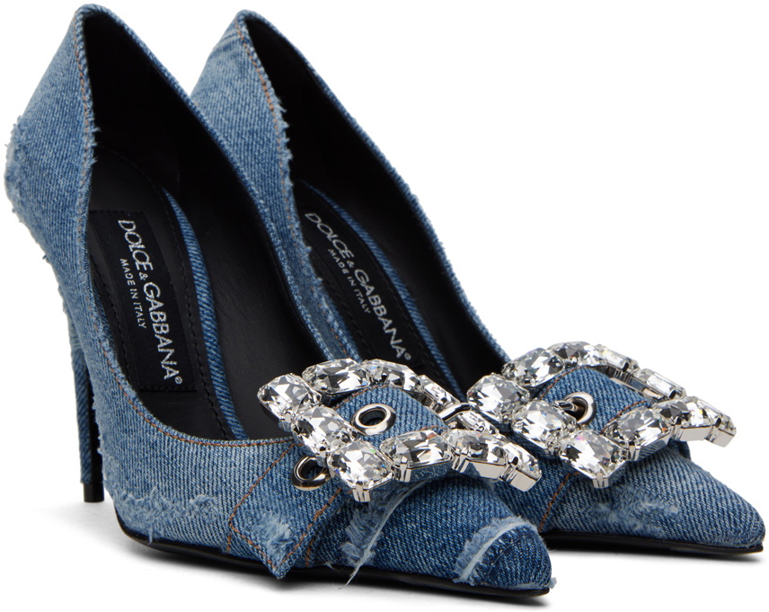 Dolce & Gabbana Blue Patchwork Denim Heels Dolce & Gabbana