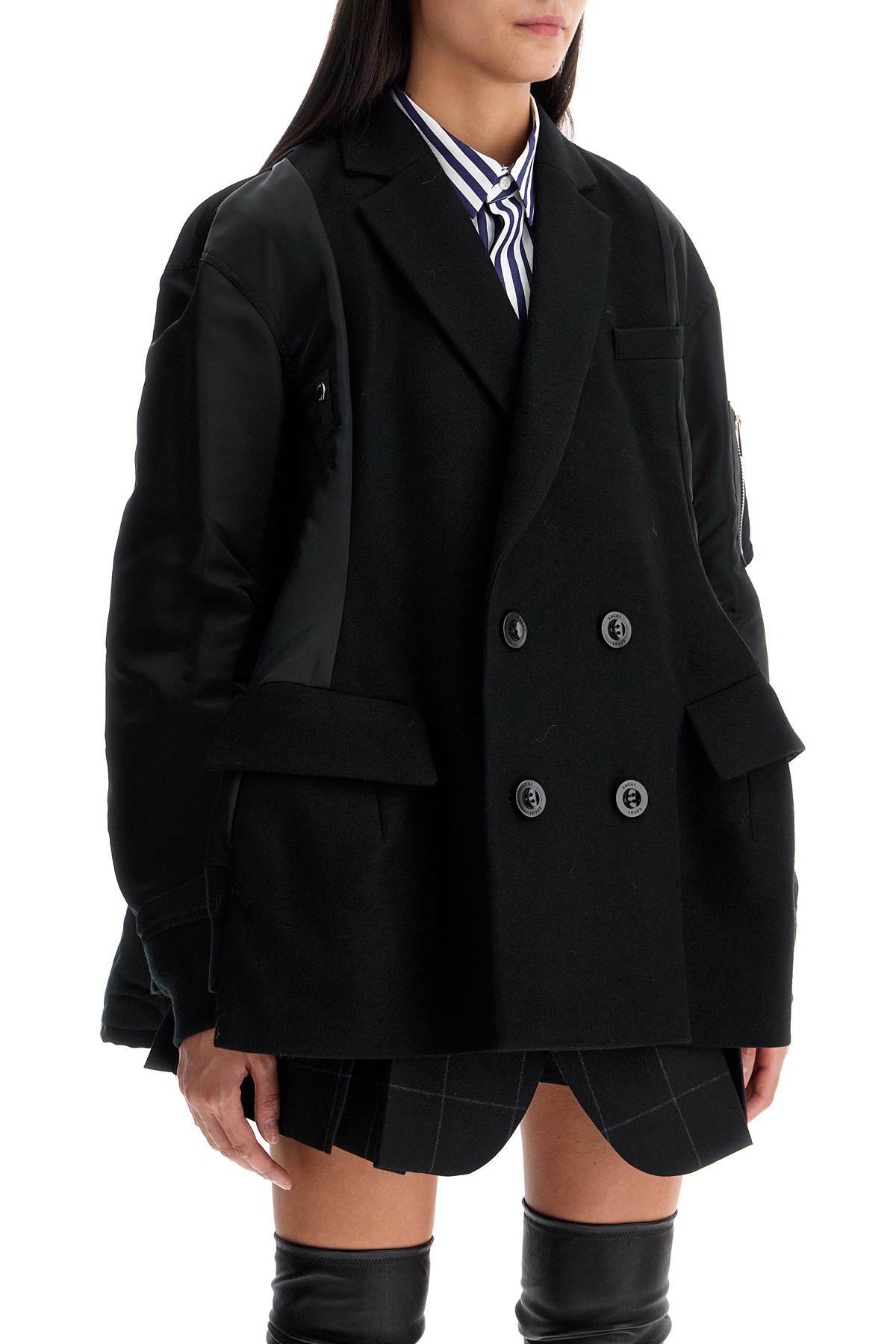SACAI hybrid wool and nylon jacket Black Sacai