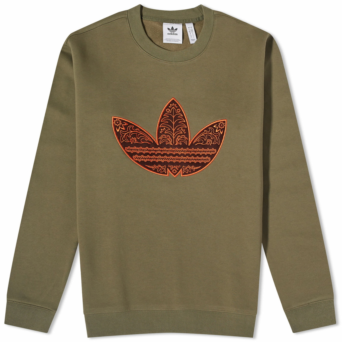 Adidas Men's APPLIQUE CREW in Olive Strata adidas