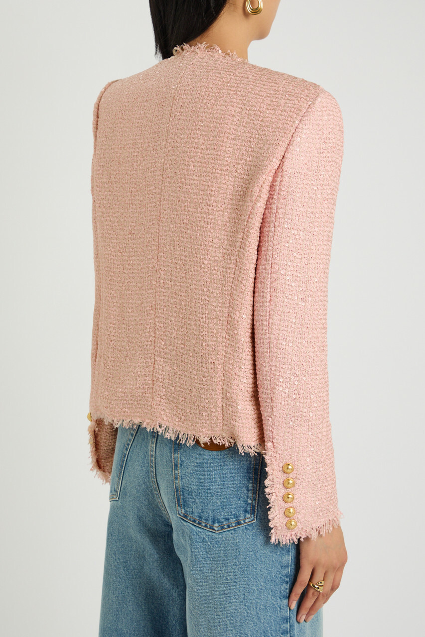 Balmain Sequin-embellished Tweed Jacket Pink Balmain