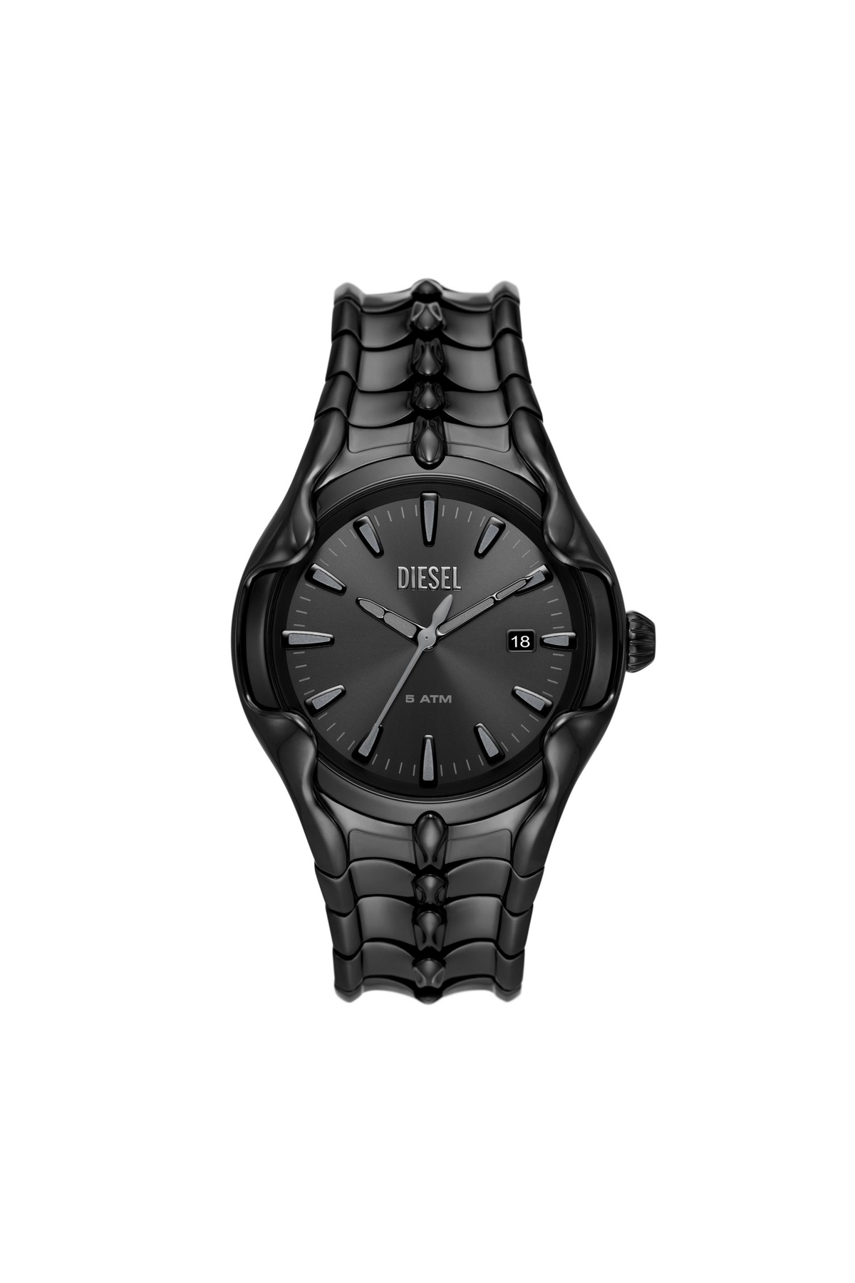 Diesel Vert Three-Hand Date Black Stainless Steel Watch - Timeframes ...