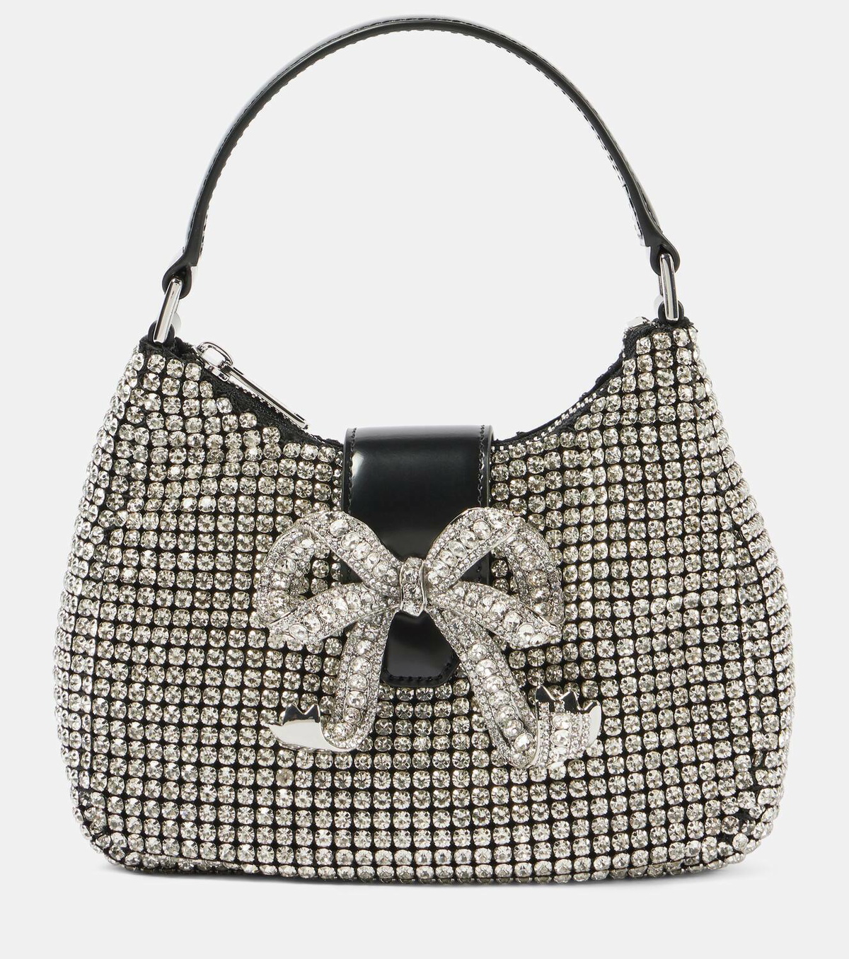 Self-Portrait The Bow embellished leather-trimmed tote bag Self-Portrait