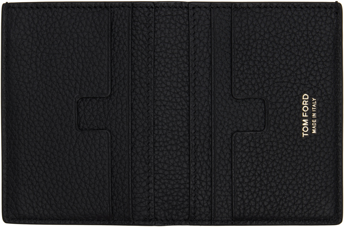 TOM FORD Black Soft Grain Leather T Line Card Holder TOM FORD