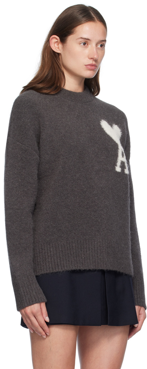 AMI Paris Gray Ami de Cœur Sweater AMI
