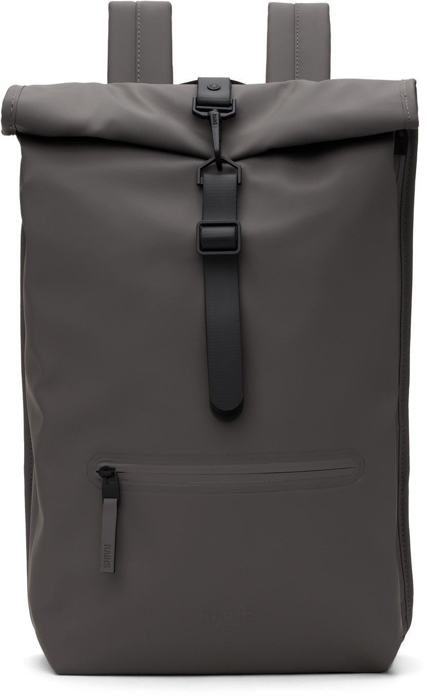 RAINS Gray Rolltop Rucksack Backpack Rains
