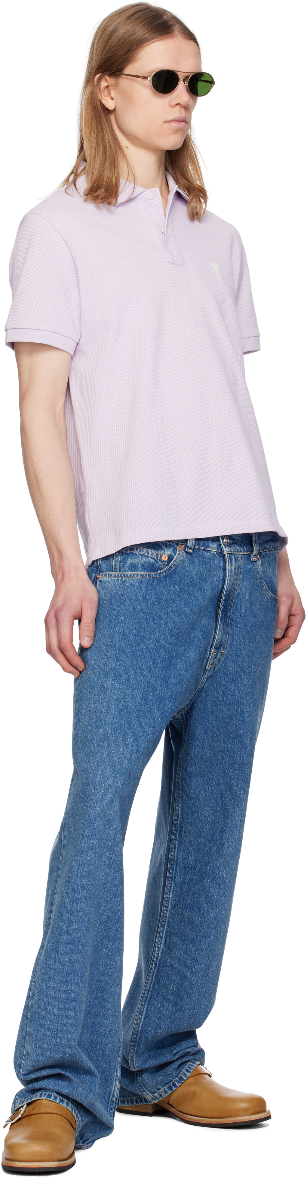 AMI Paris Purple Cotton Ami de Coeur Polo AMI