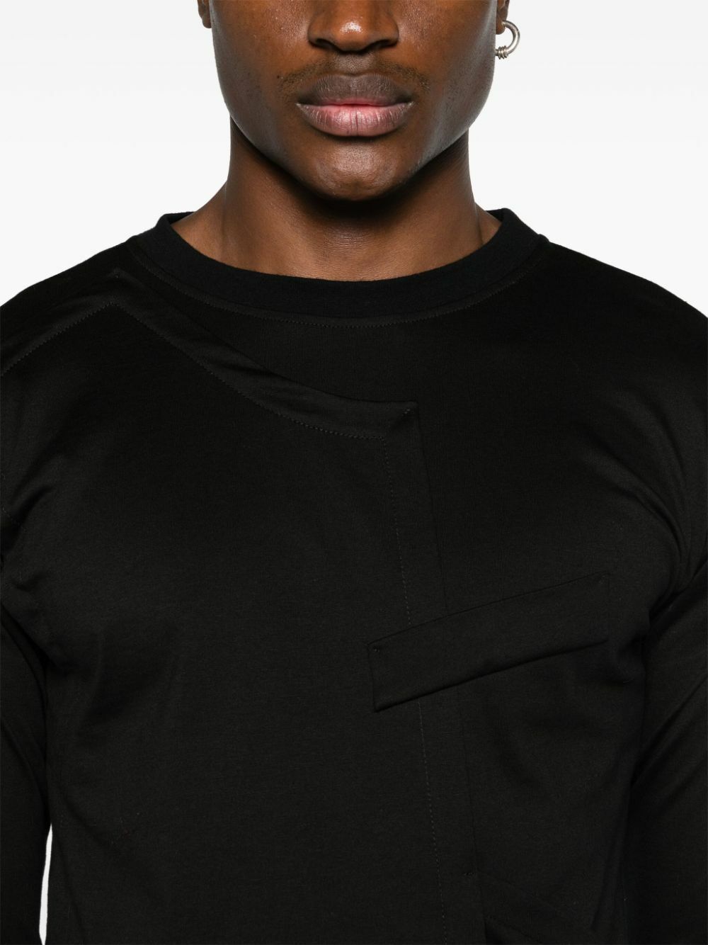 MLGA Black Asymmetric Cotton T-Shirt MLGA