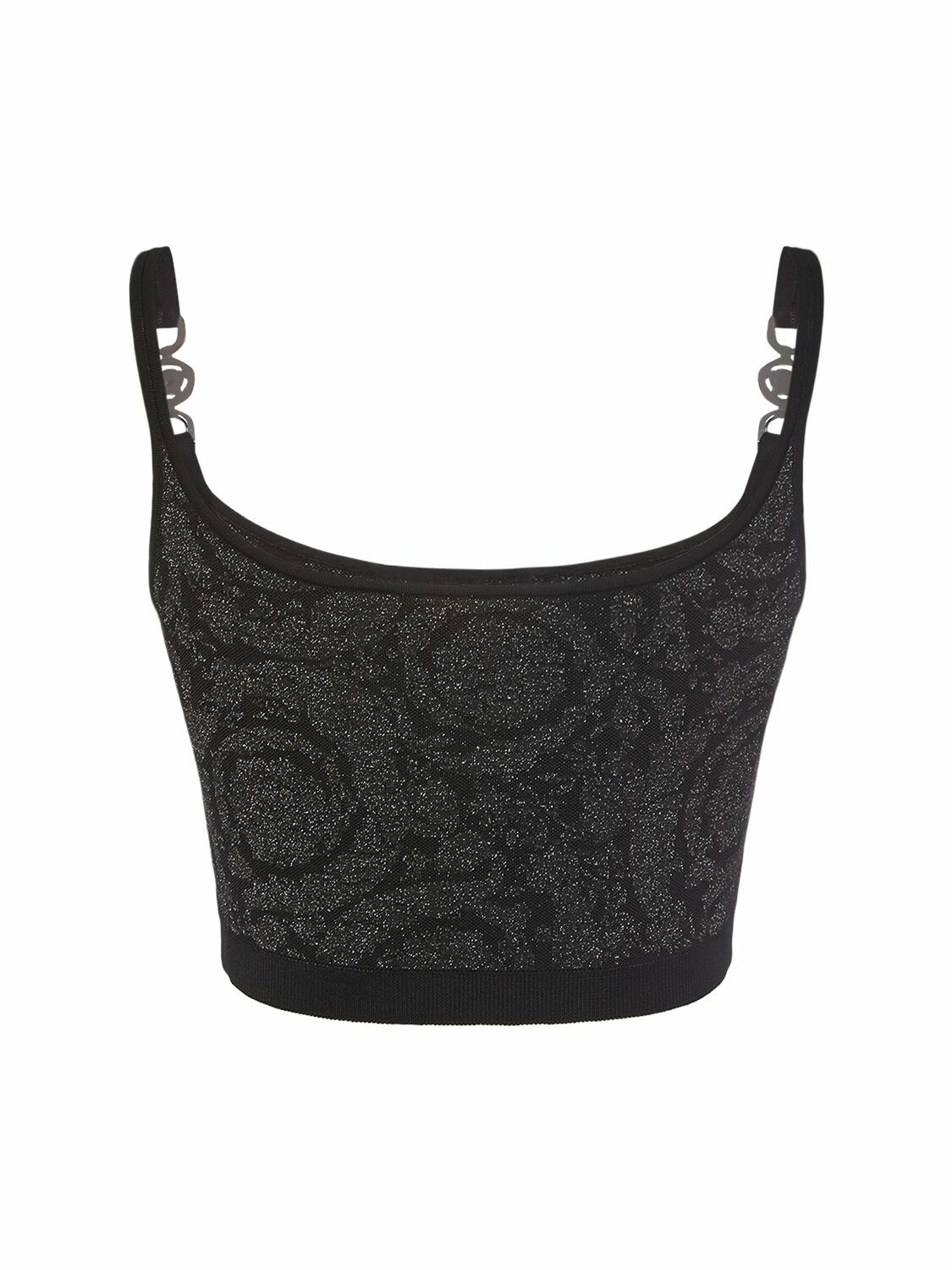 VERSACE - Barocco Embellished Lurex Knit Bra Top Versace