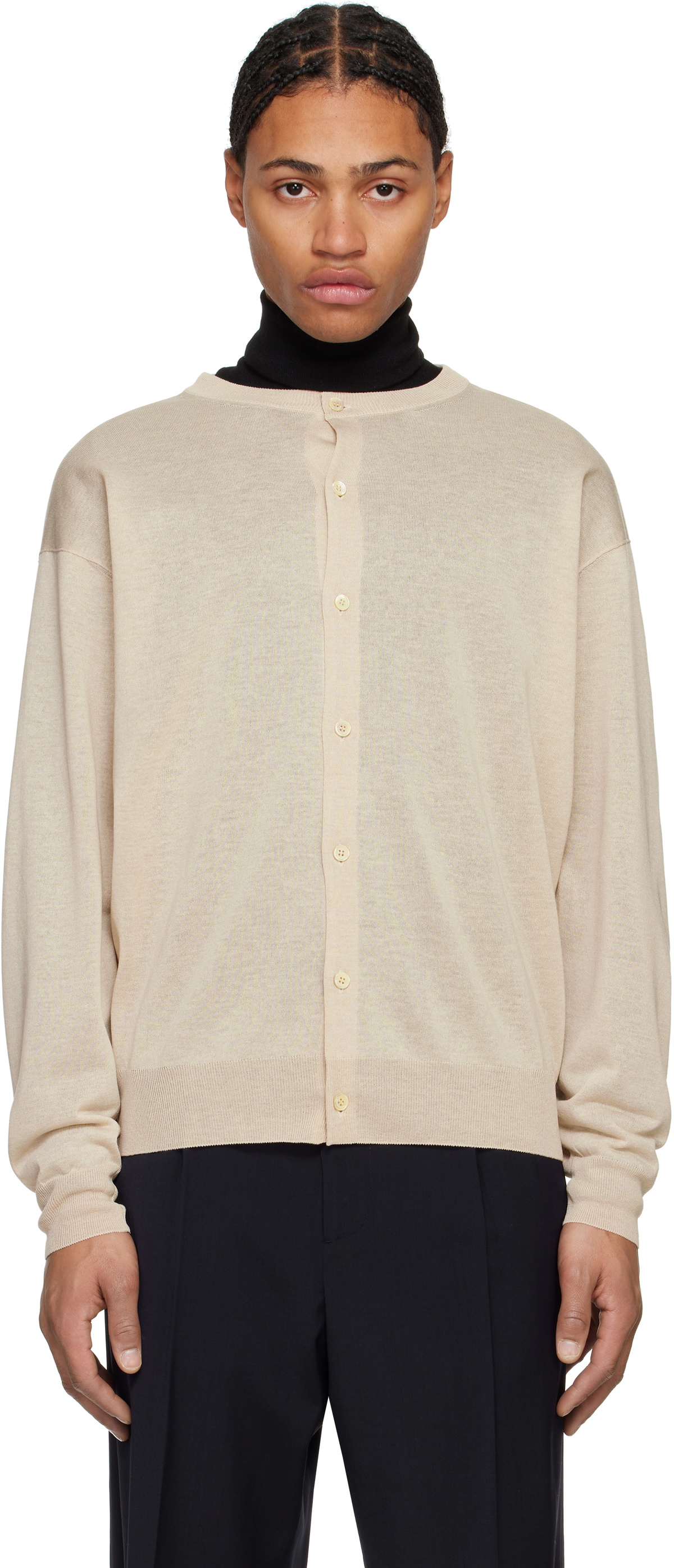 LE17SEPTEMBRE Beige Sheer Crewneck Cardigan LE17SEPTEMBRE
