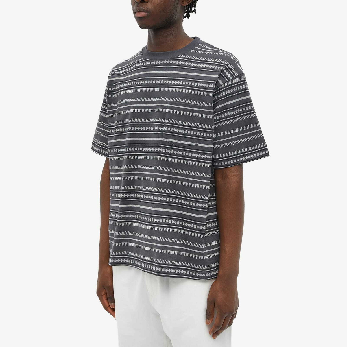 Velva Sheen Men's Made in Japan Jacquard Stripe T-Shirt in Sonic Grey ...
