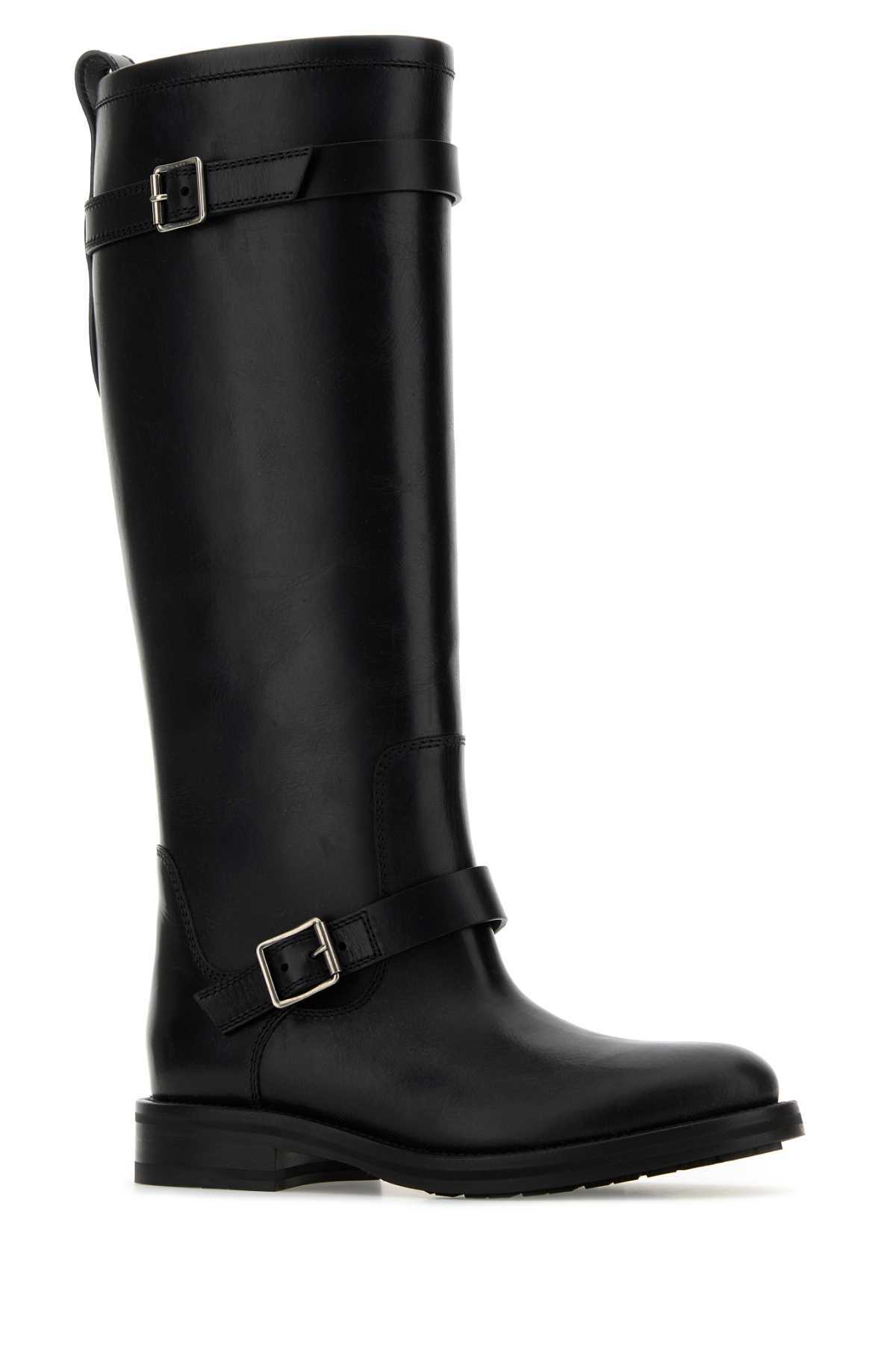 Saint Laurent Black Leather River Boots Saint Laurent