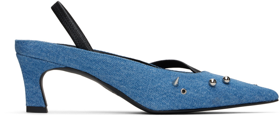 Justine Clenquet Blue Joy Denim Slingback Heels Justine Clenquet
