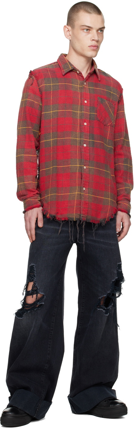 R13 Red Shredded Seam Shirt R13