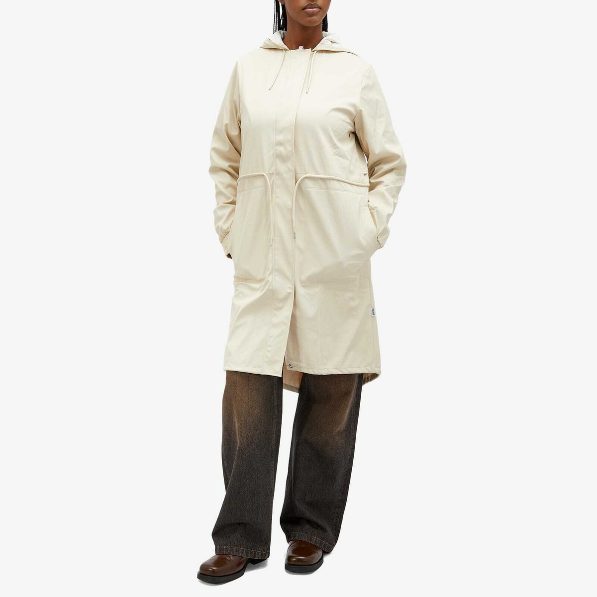 Rains Women's String Rain Parka Jacket in Dune Grain Rains