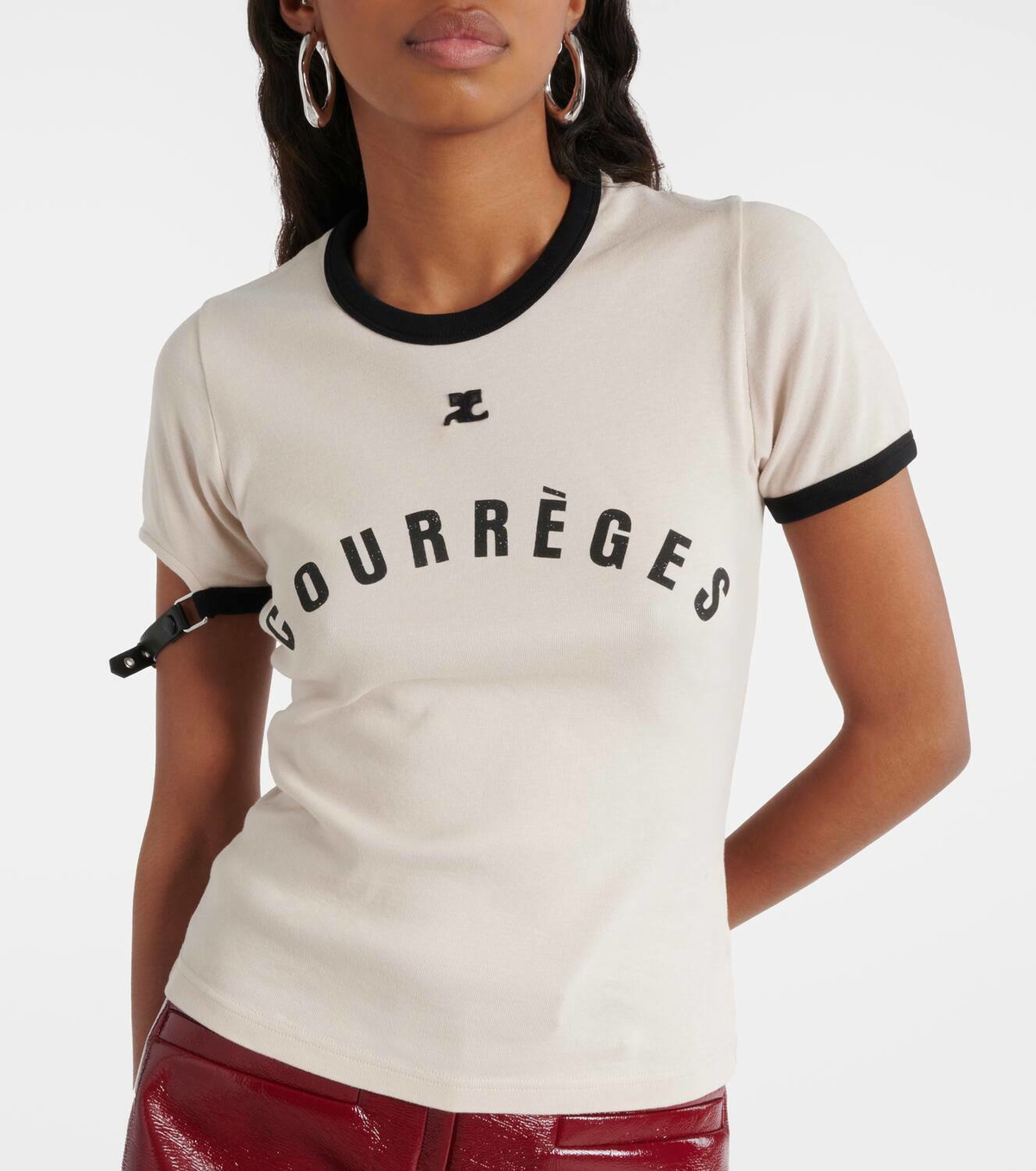 Courrèges Buckle logo cotton jersey T-shirt Courreges