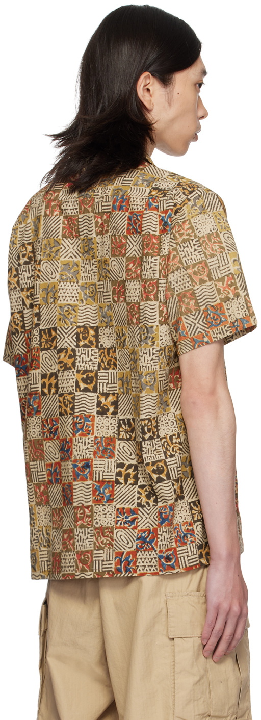 BEAMS PLUS Brown Block Print Shirt Beams Plus