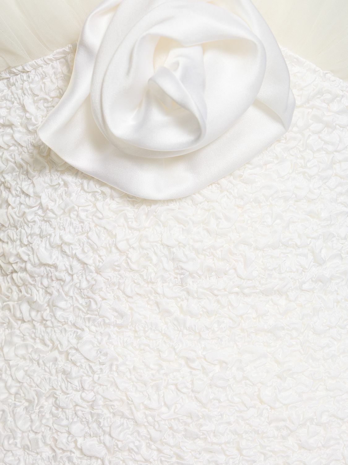 ALESSANDRA RICH - Ruched Silk Satin Mini Dress W/ Tulle Alessandra Rich