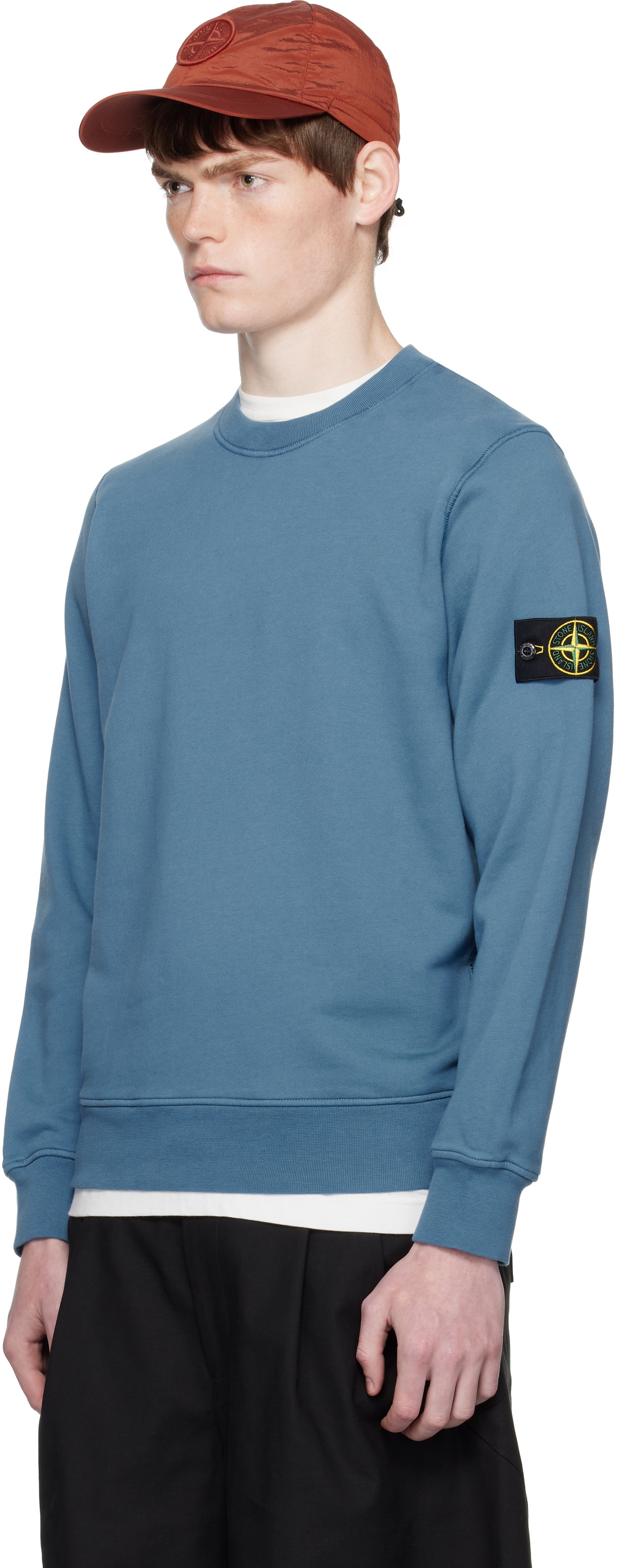 Stone Island Blue 6100060 Organic Cotton Fleece Sweatshirt Stone Island