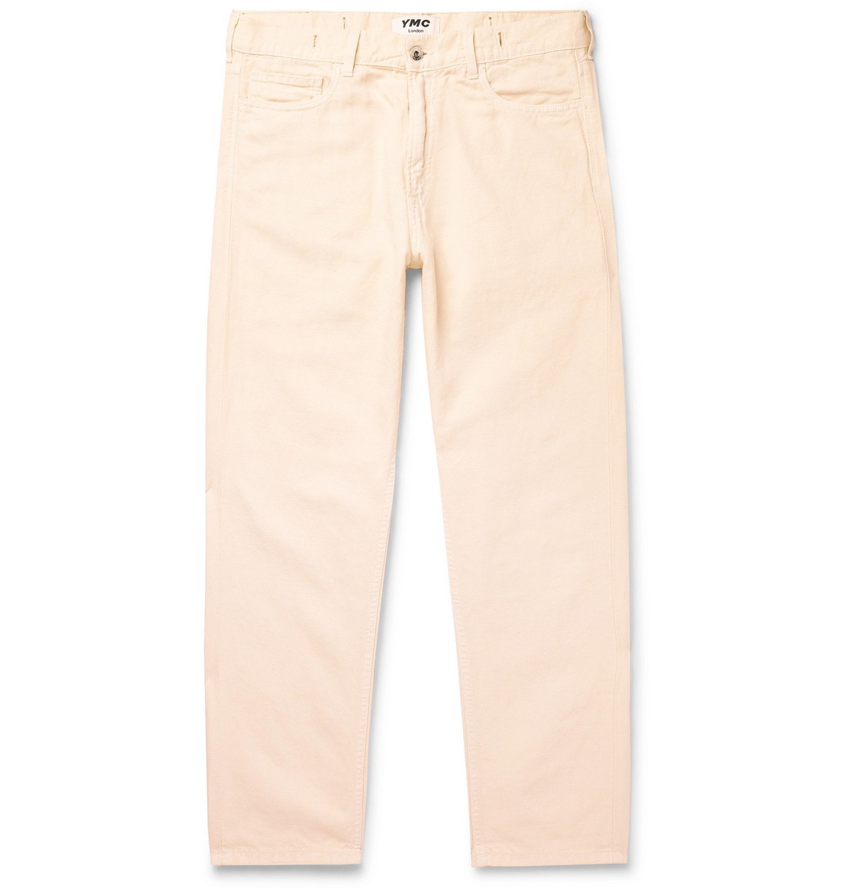 YMC - Tearaway Slim-Fit Cropped Cotton and Linen-Blend Canvas Jeans ...