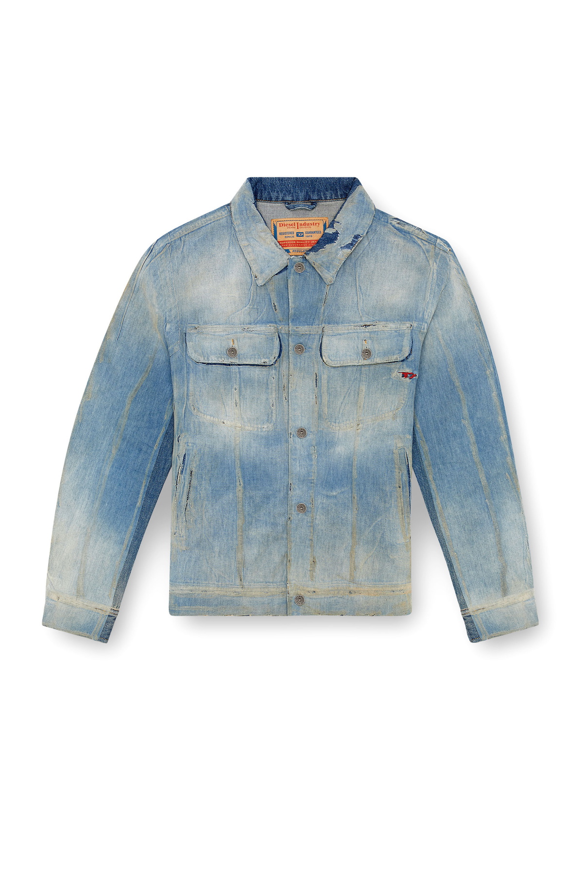 Diesel Trucker jacket in peel-off denim - Denim Jackets Mens in Blue Diesel