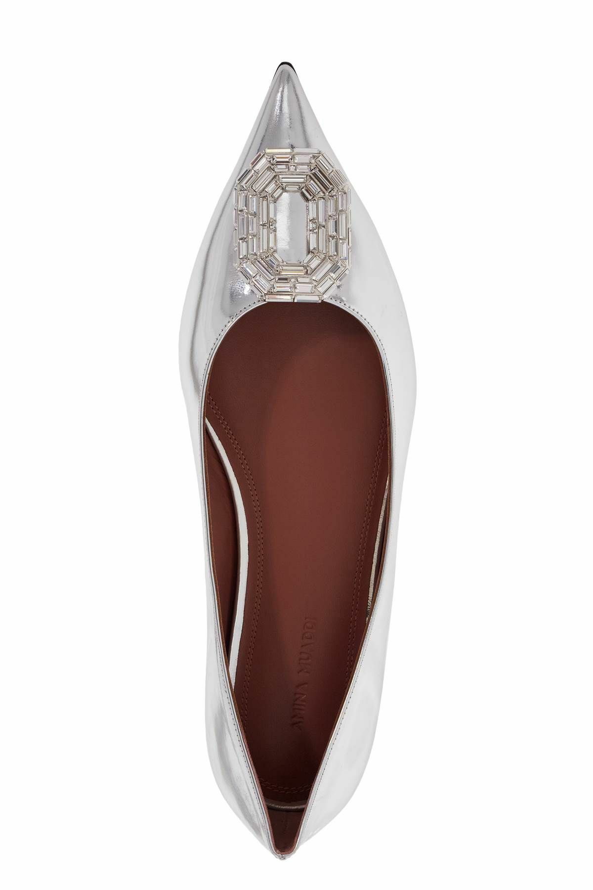 AMINA MUADDI metallic camellia Silver Amina Muaddi