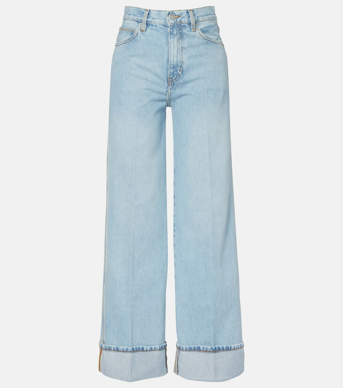 Frame The Cuffed Wide high-rise wide-leg jeans Frame Denim
