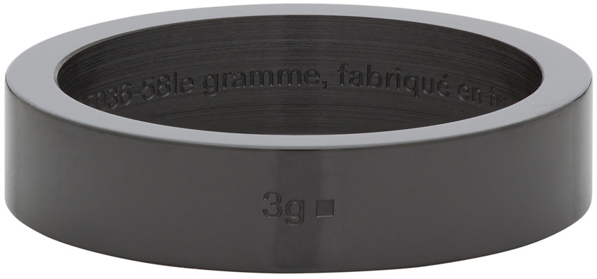 Le Gramme Black Ceramic 'Le 3 Grammes' Ribbon Ring Le Gramme