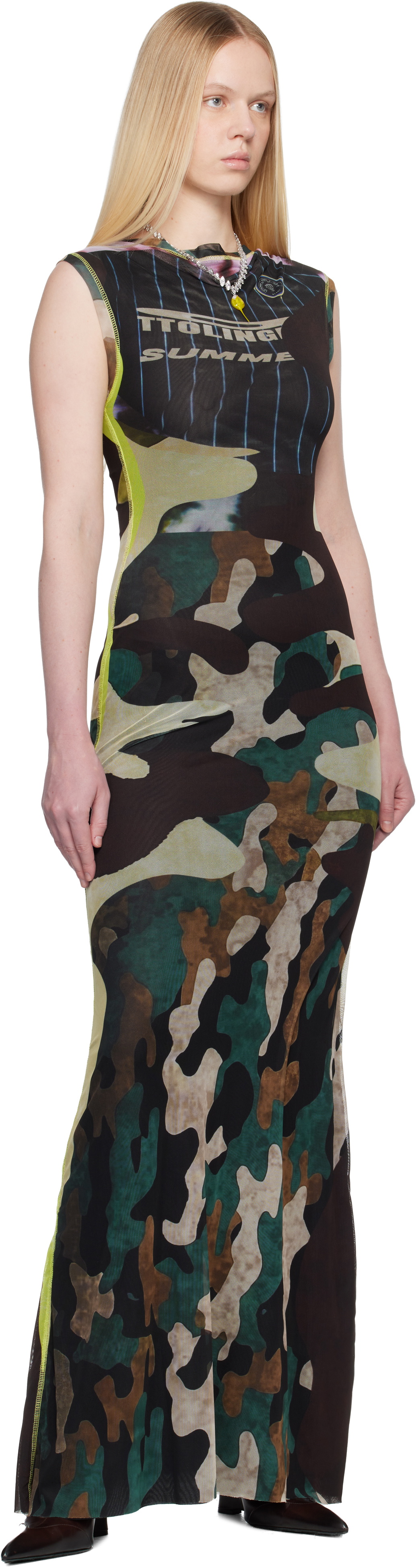 Ottolinger Multicolor Camo Mesh Maxi Dress Ottolinger