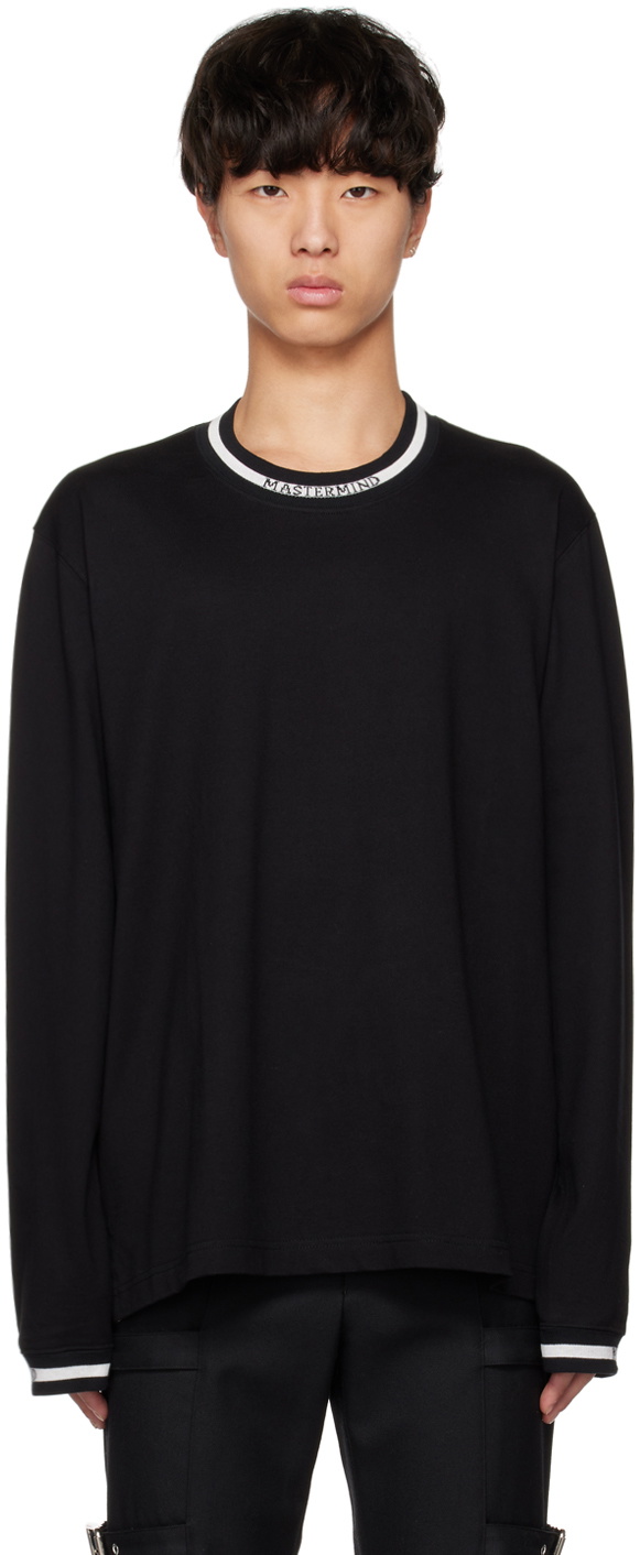 mastermind WORLD Black Jacquard Long Sleeve T-Shirt MASTERMIND WORLD