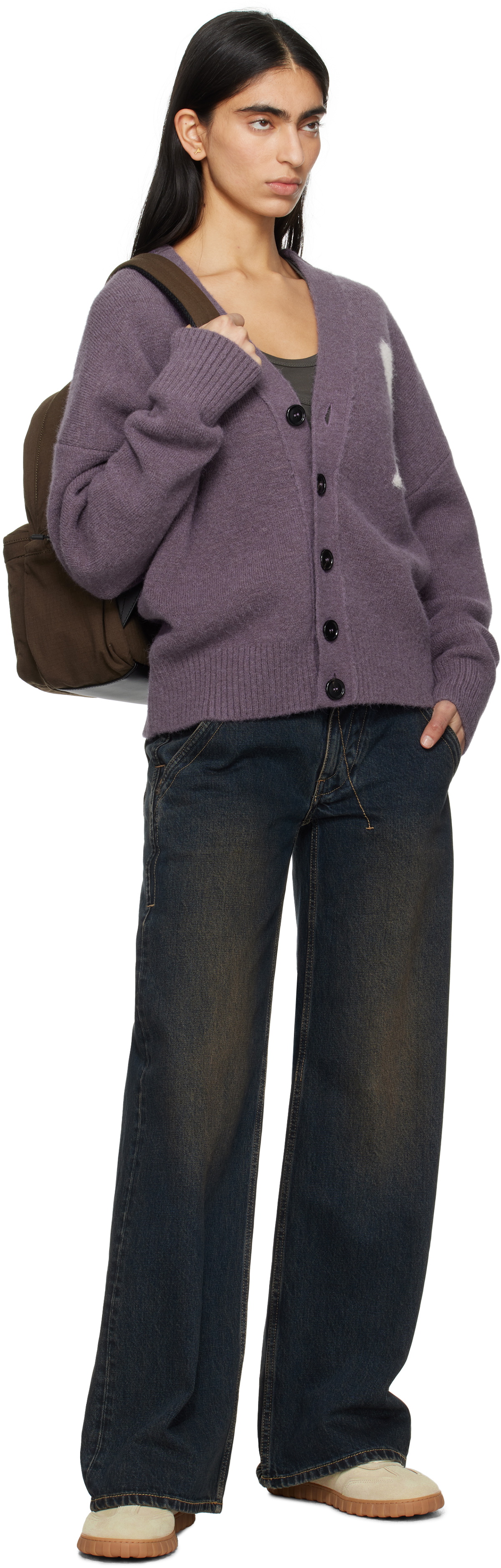 AMI Paris Khaki Canvas Ami de Coeur Backpack AMI