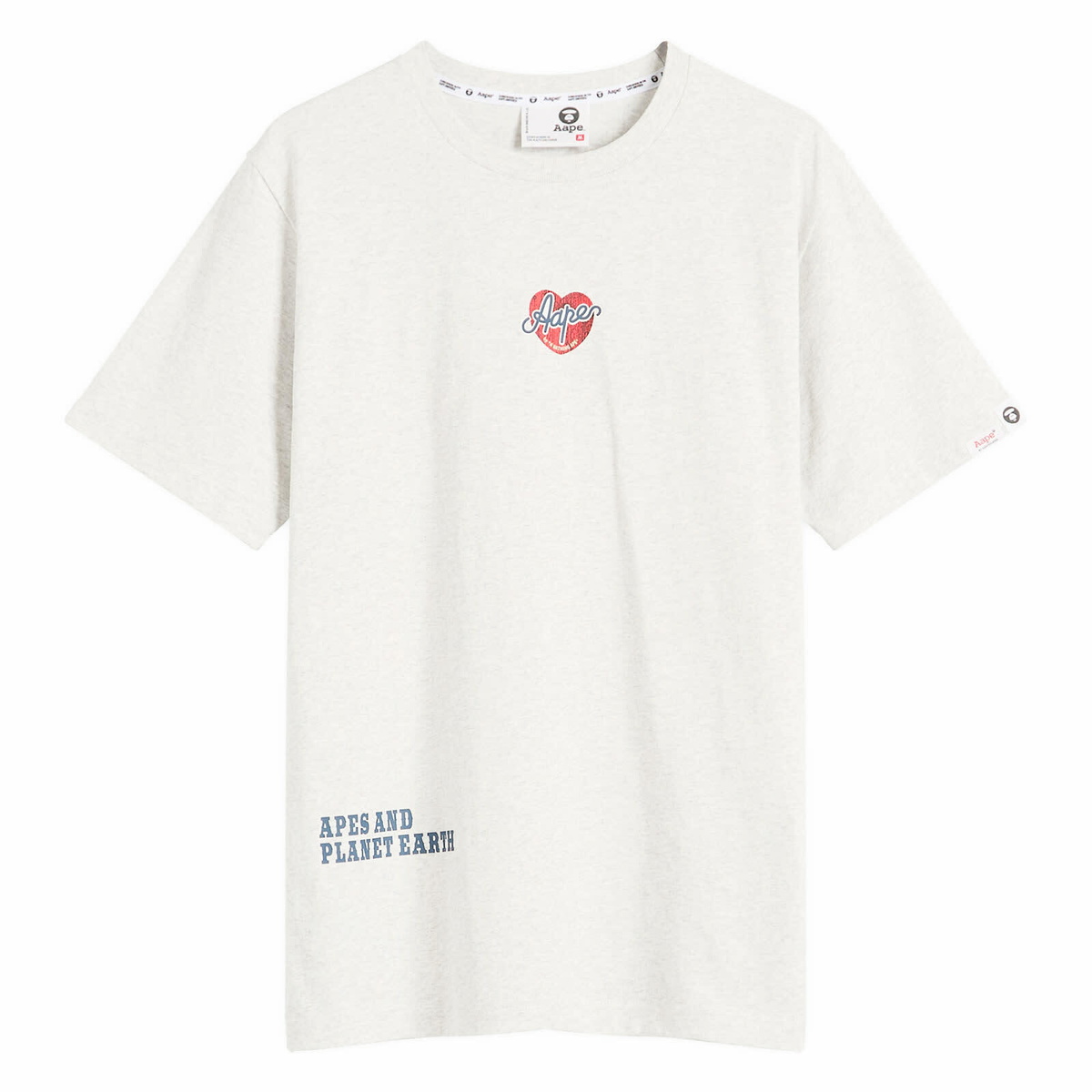 Men's AAPE Hip Hop Heart T-Shirt in Heather White AAPE by A Bathing Ape