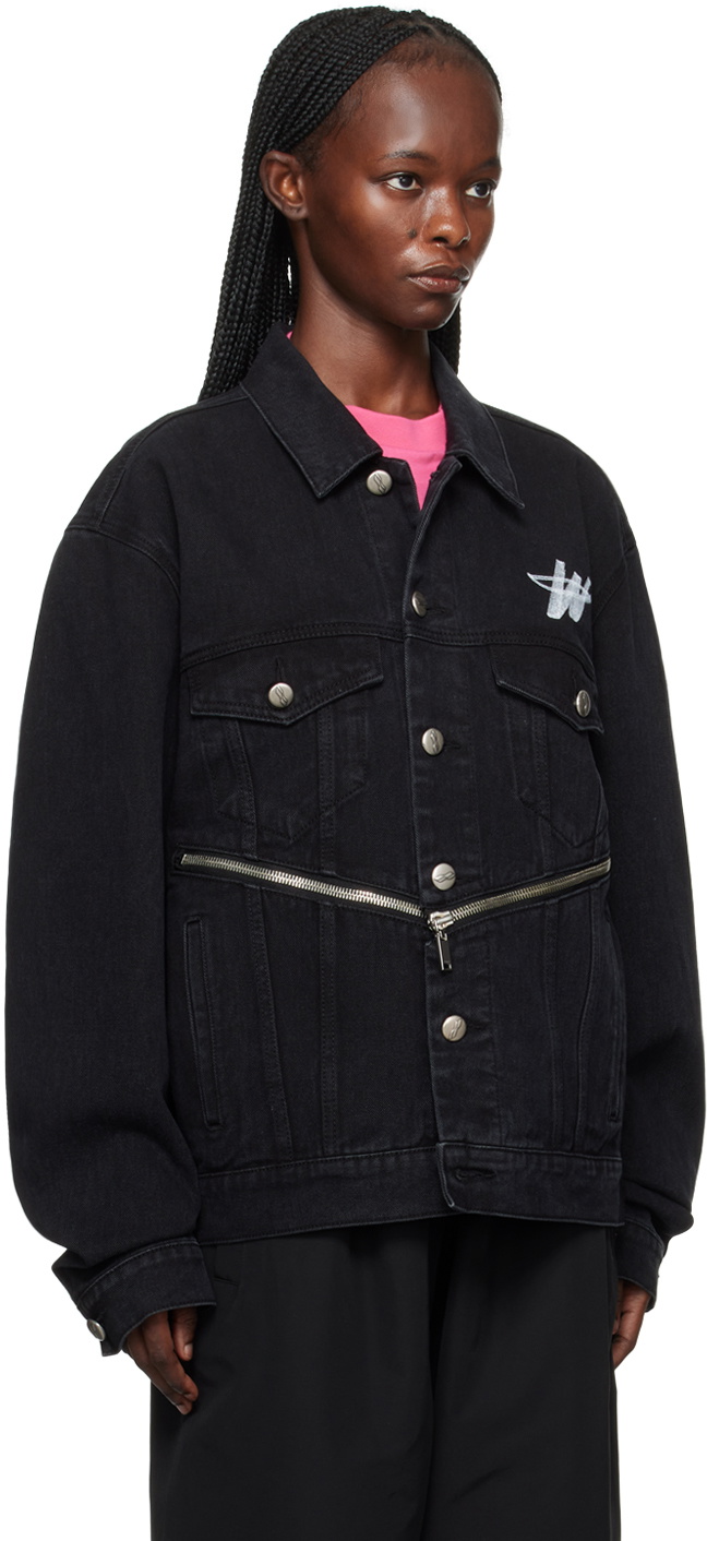 We11done Black Zip Denim Jacket We11done