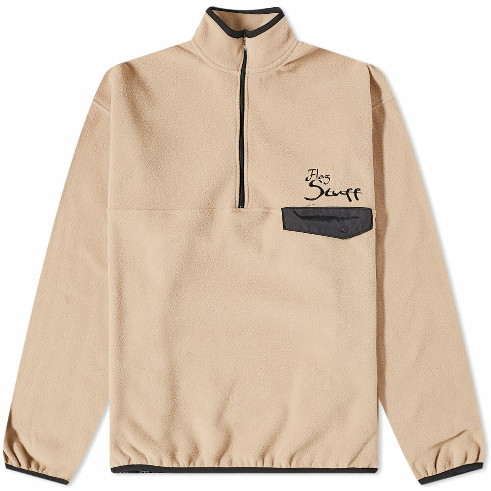 Flagstuff Men's Popover Back Print Fleece Jacket in Beige Flagstuff
