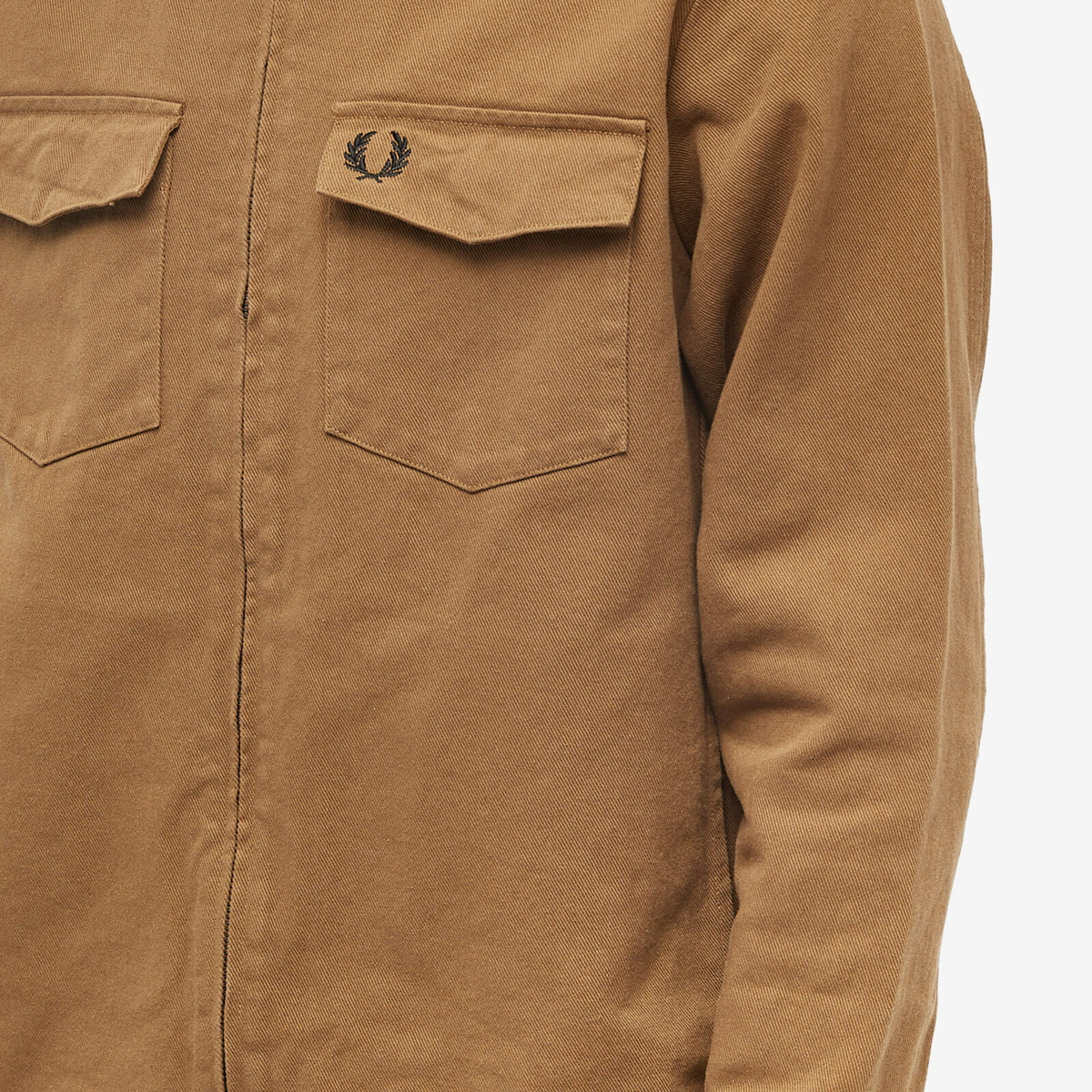 Fred Perry Men's Heavy Twill Overshirt in Shaded Stone Fred Perry