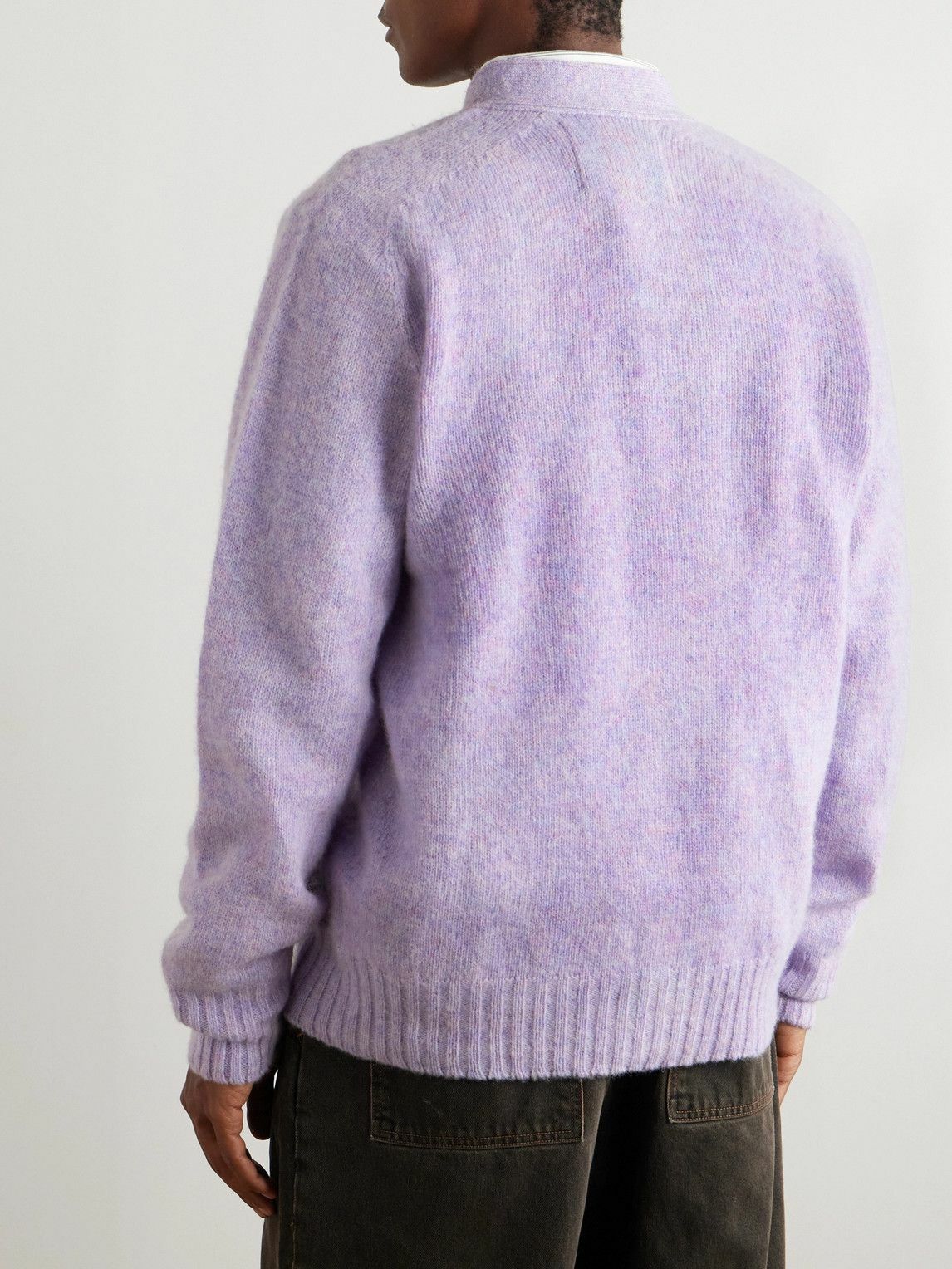 Howlin' - Shaggy Bear Logo-Appliquéd Wool Cardigan - Purple Howlin' by ...
