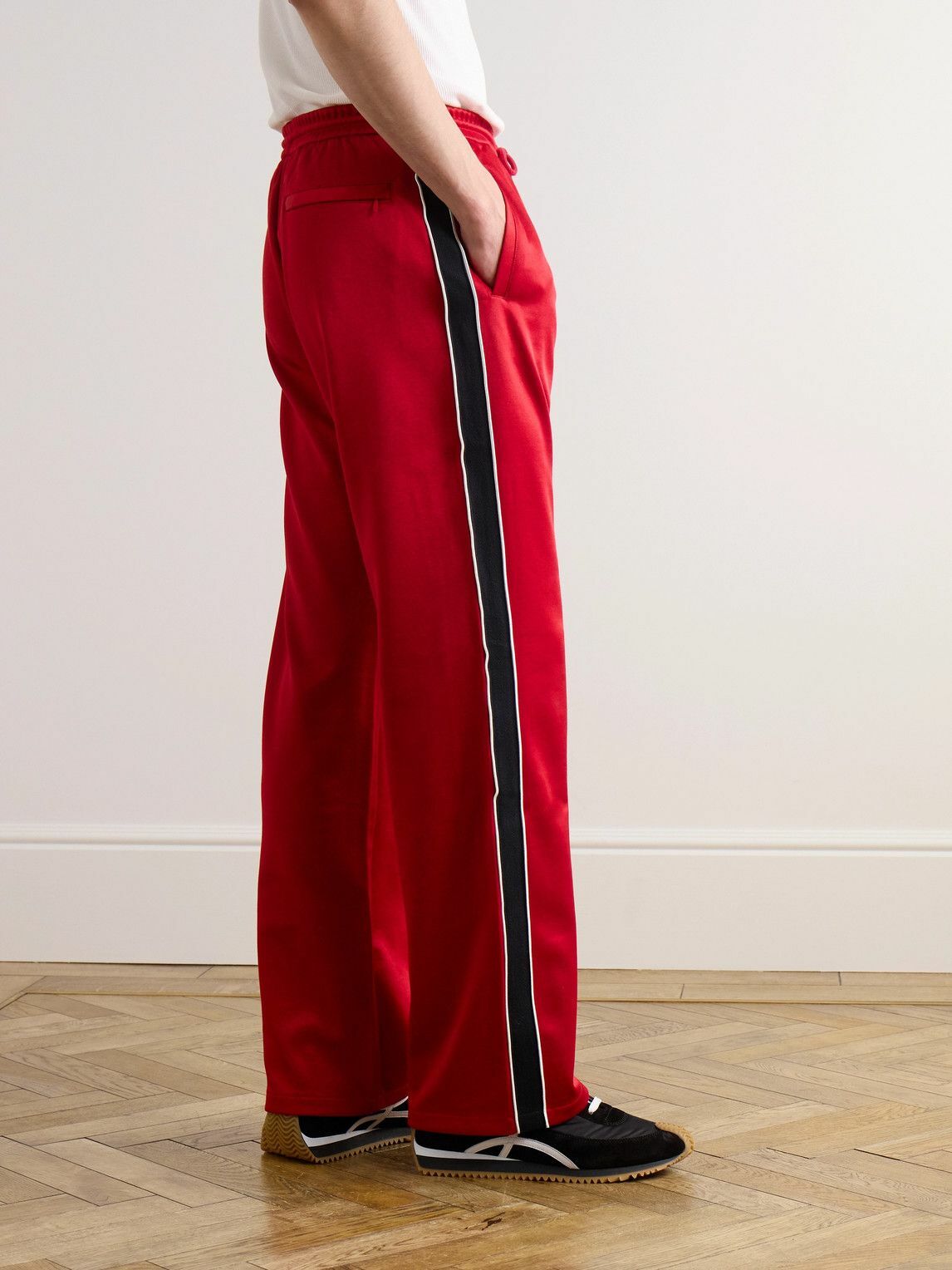 LOEWE - Straight-Leg Logo-Embroidered Striped Tech-Jersey Sweatpants ...