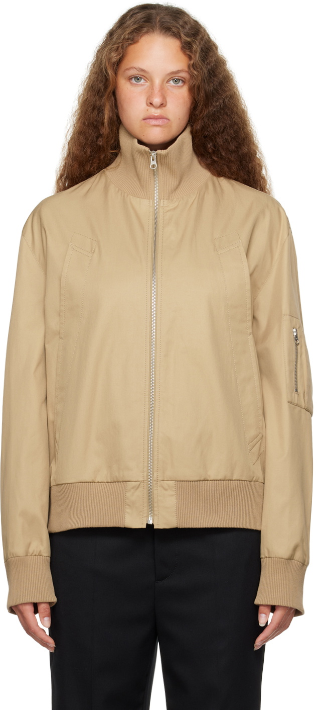 MM6 Maison Margiela Beige Zip Bomber Jacket MM6 Maison Margiela