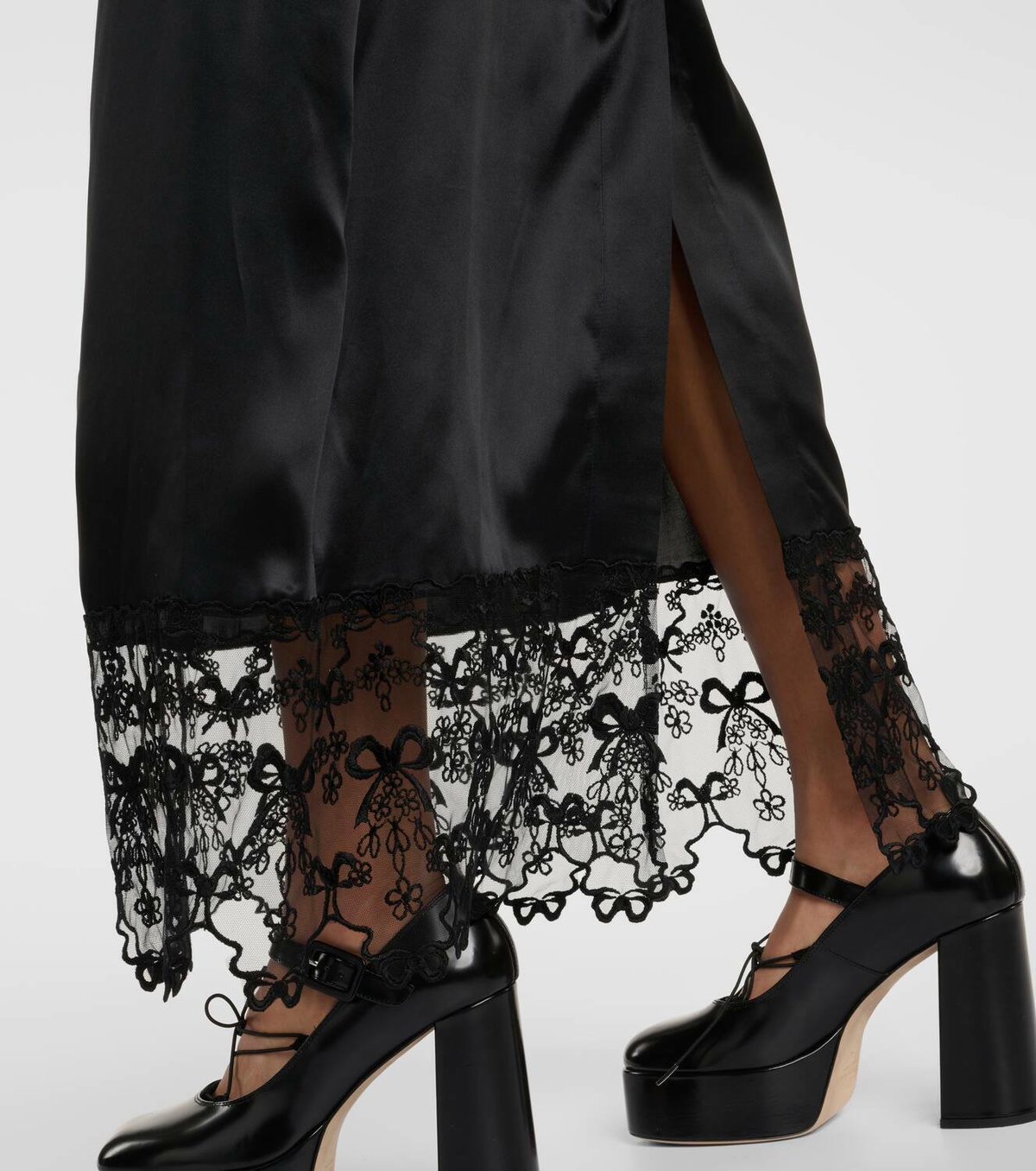 Simone Rocha Bow-detail silk satin midi dress Simone Rocha
