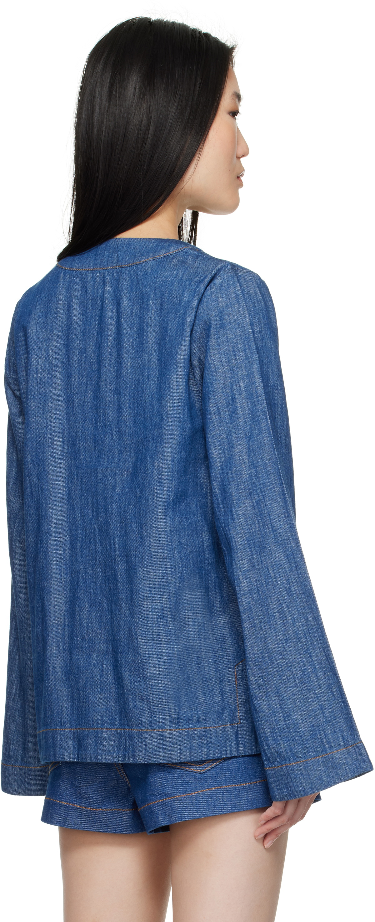 ZIMMERMANN Blue Wylie Denim Tunic Blouse Zimmermann