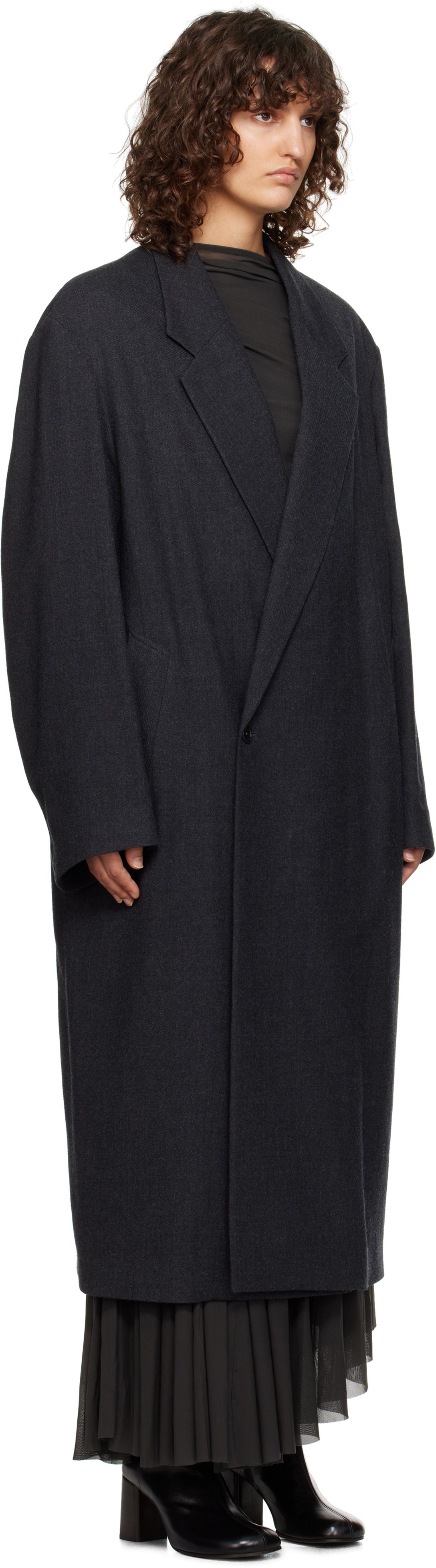 LEMAIRE Gray Maxi Double Breasted Coat Lemaire