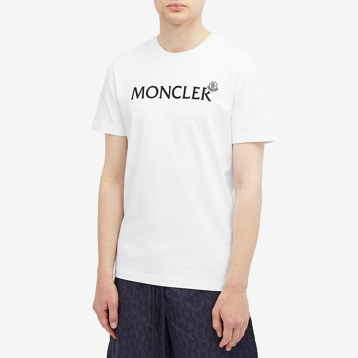 Moncler Men's Text Logo T-Shirt in White Moncler