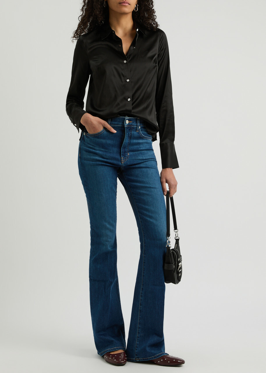 Veronica Beard Monique Crystal-embellished Silk-blend Satin Shirt Black ...
