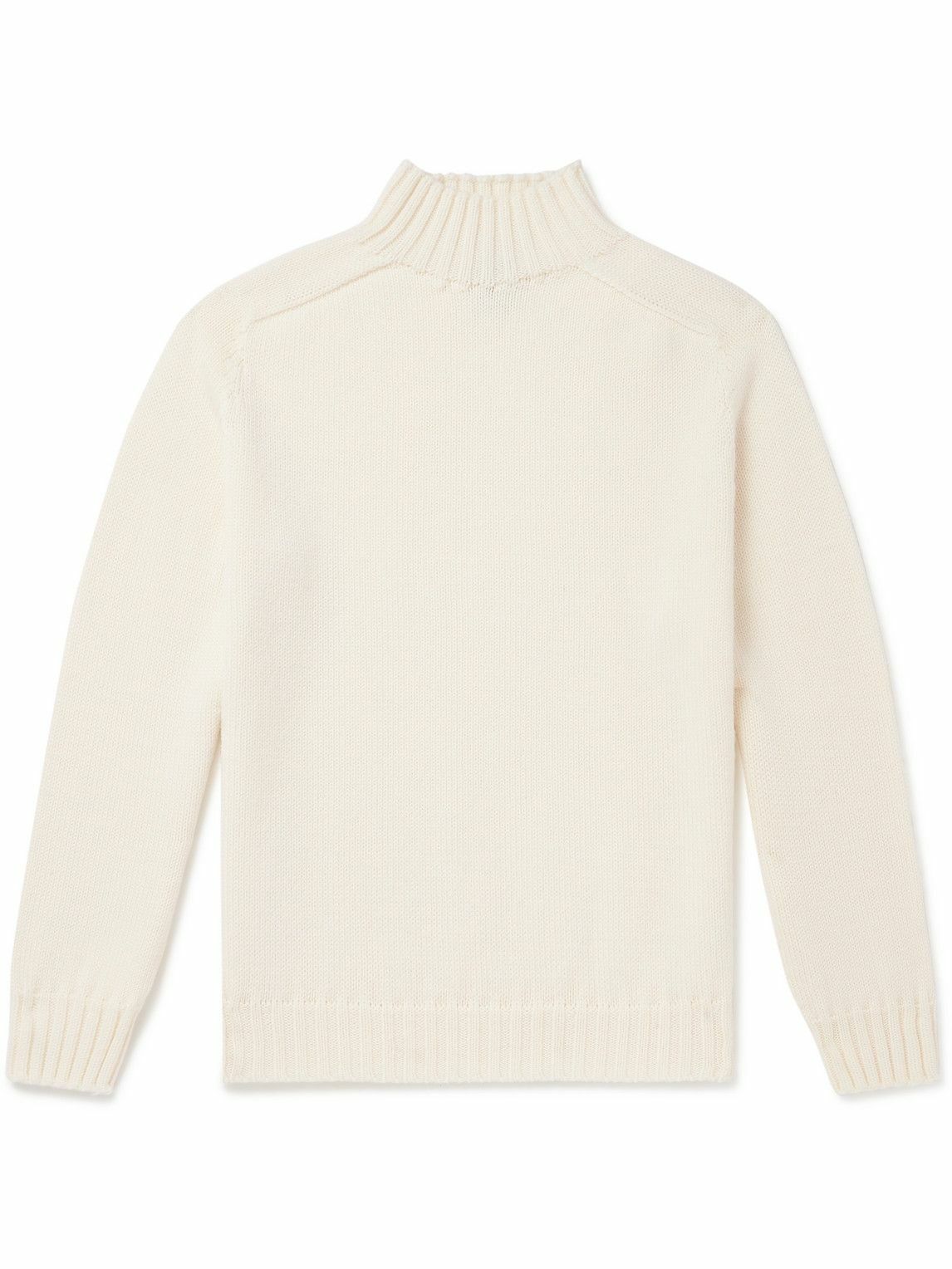 De Bonne Facture - Countryside Wool Rollneck Sweater - White De