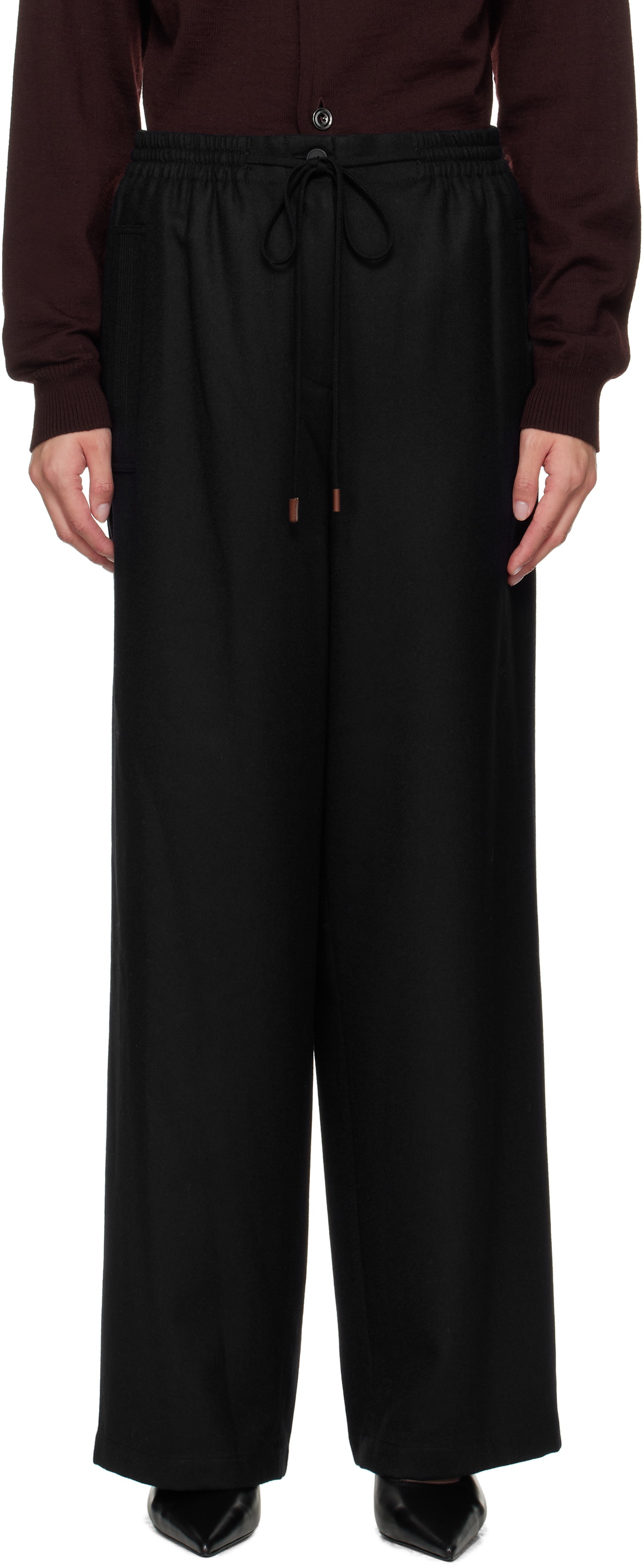 LE17SEPTEMBRE Navy Drawstring Easy Wool Trousers LE17SEPTEMBRE