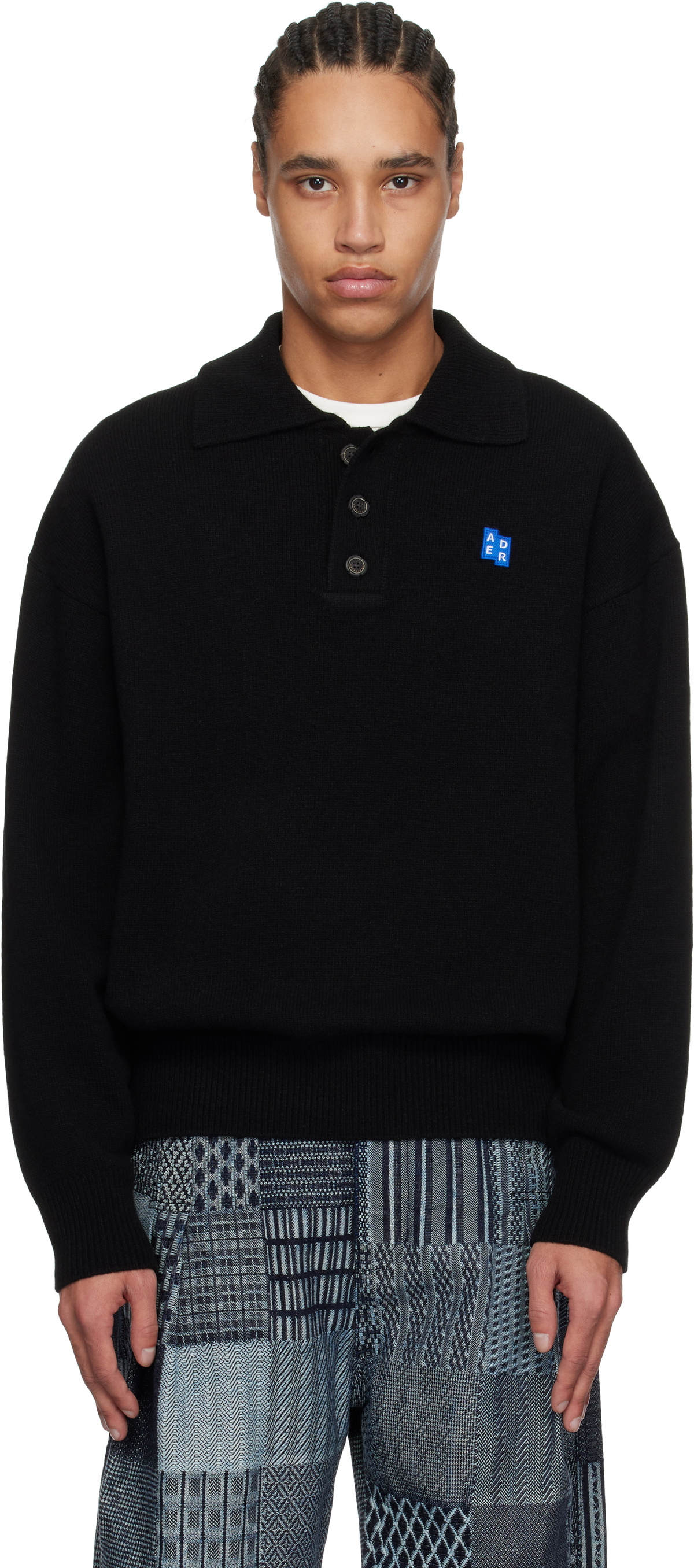 ADER error Black Significant TRS Tag Knit 02 Polo ADER error