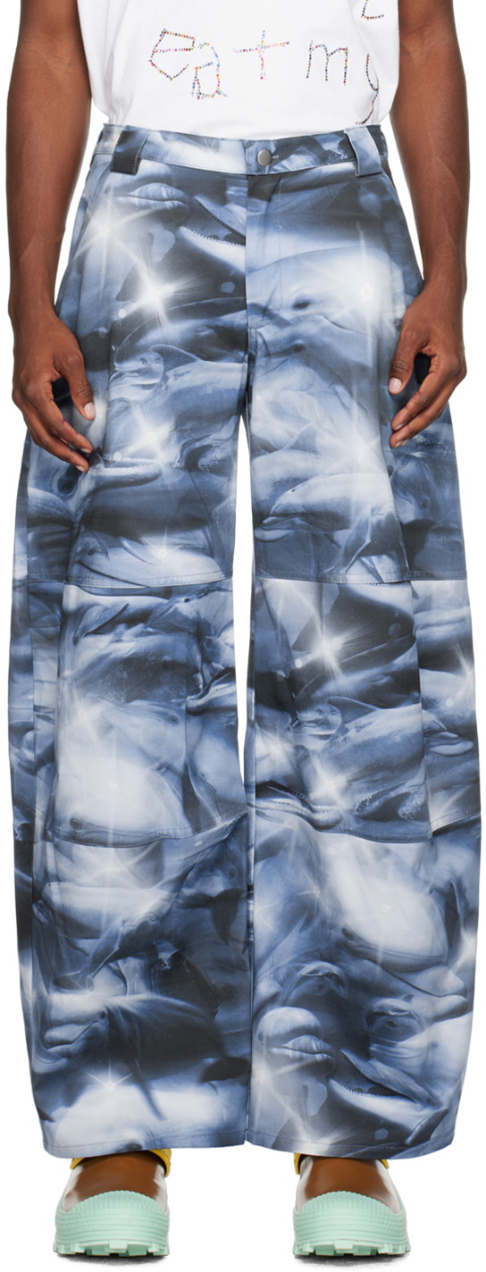 Collina Strada Navy Dolphin Stomp Trousers Collina Strada