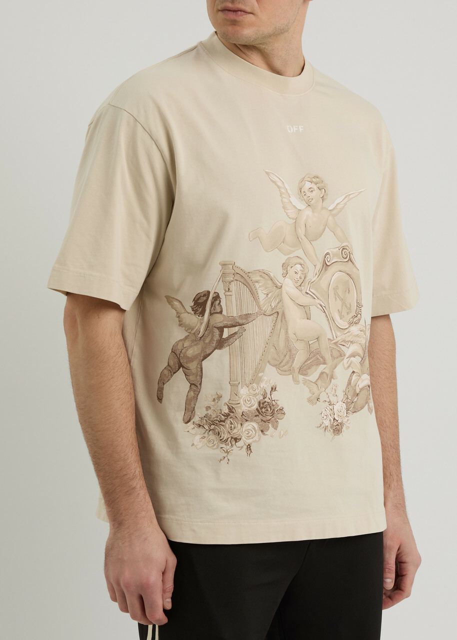 Off-white Skate Printed Cotton T-shirt Tan Off-White
